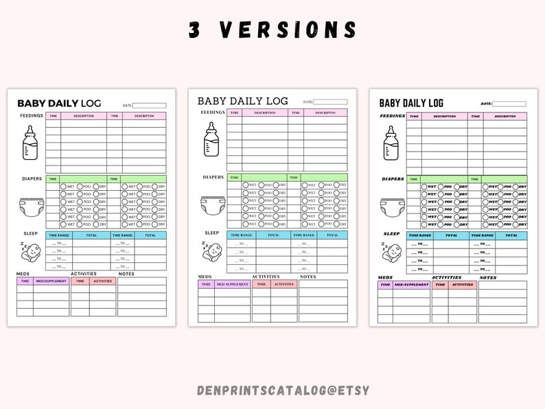 Baby Daily Log, Infant Daily Log, Baby Care Journal, Infant Activity ...