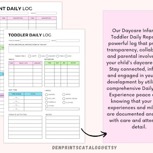 Infant Daily Log Printable, Daycare Printable Baby Log, Infant Toddler ...