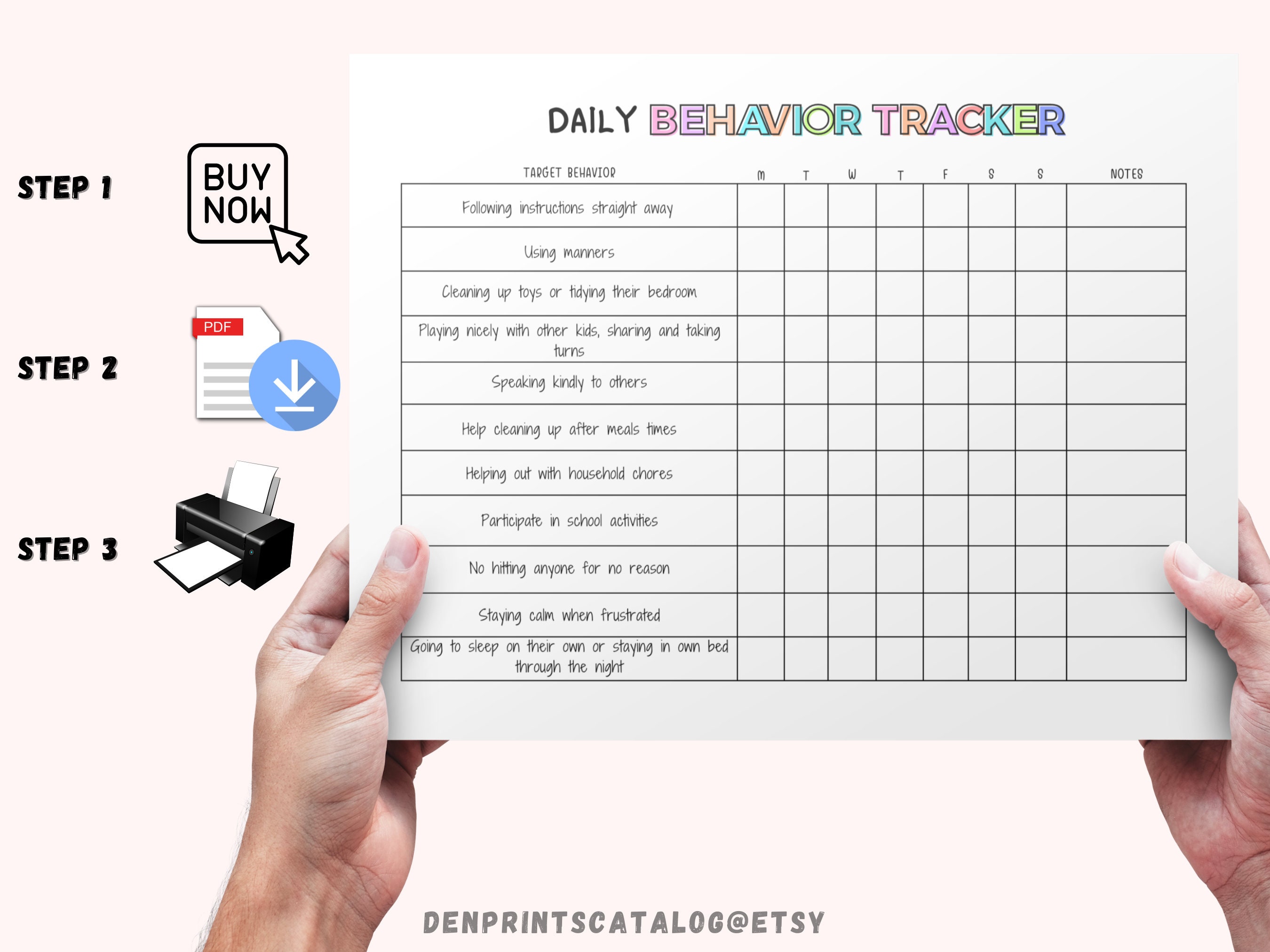 Behavior Reward Chart for Kids Printable, Editable, Good Behavior ...