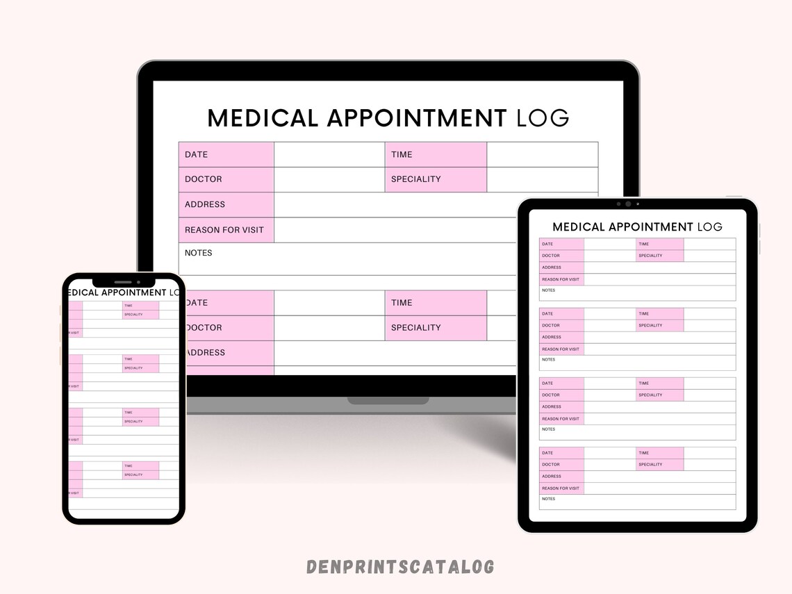Medical Appointment Log Printable, Doctor's Visit, Appointment Log ...