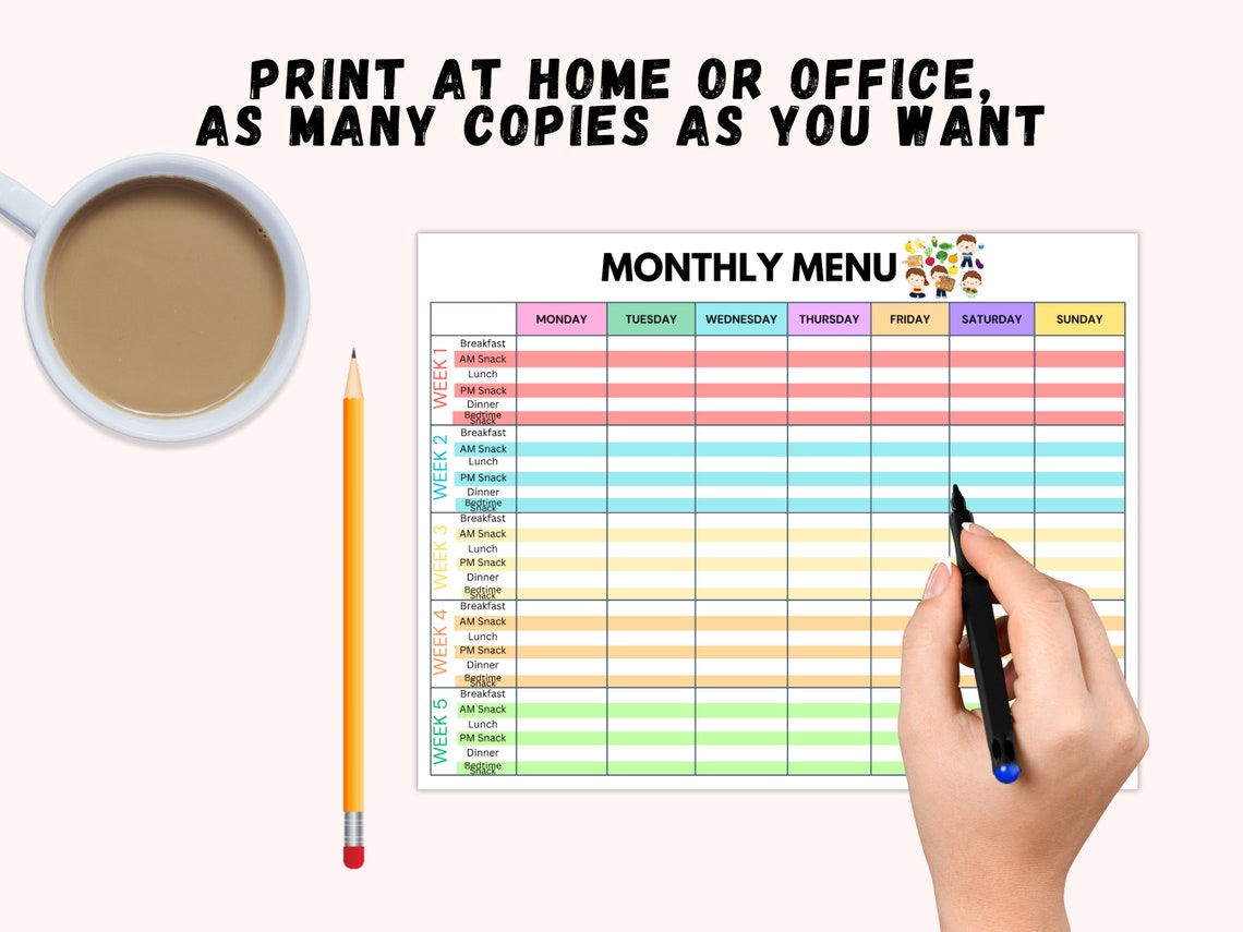 Home Daycare Weekly Menu Editable, Kids Weekly Meal Planner, Preschool ...