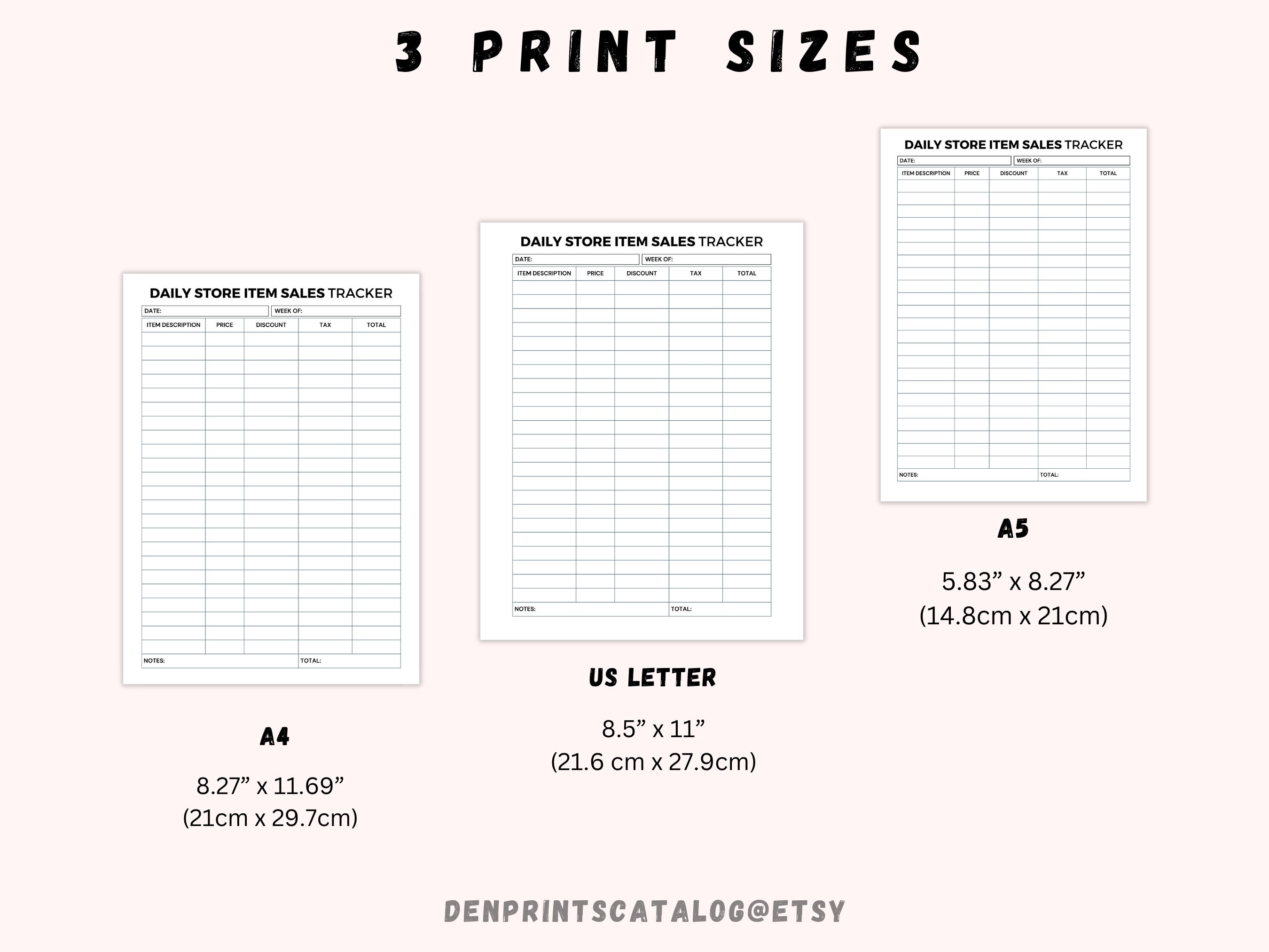 Daily Store Item Sales Tracker, Sales Tracker Printable, Print and ...