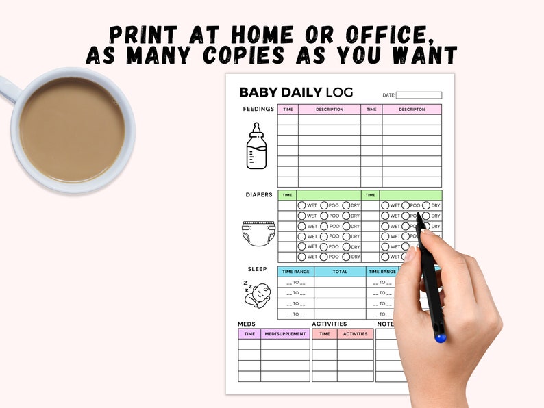 Baby Daily Log, Infant Daily Log, Baby Care Journal, Infant Activity ...