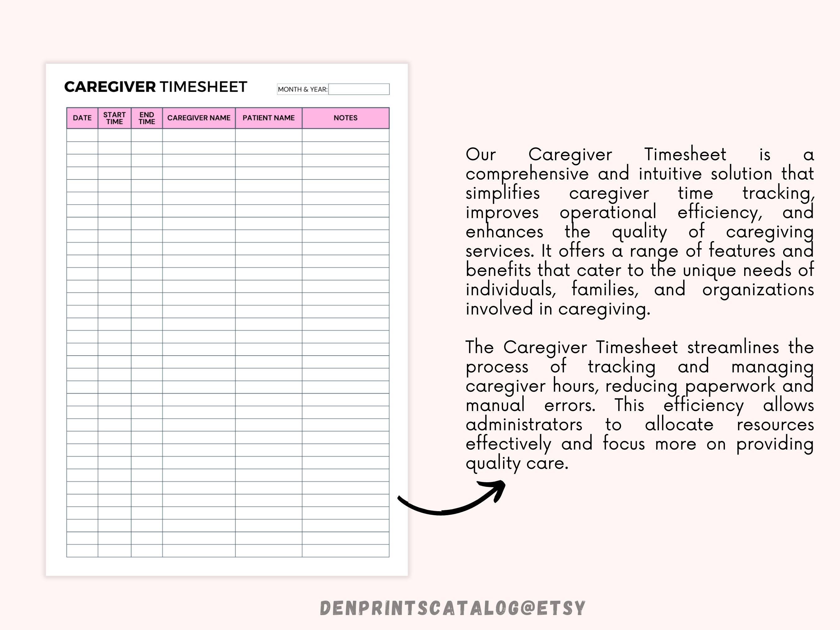 Printable Caregiver Timesheet Home Health Care Time Sheet - Etsy UK