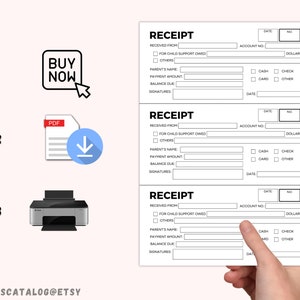 Child Support Receipt Printable for DIY Receipt Book Digital Download ...