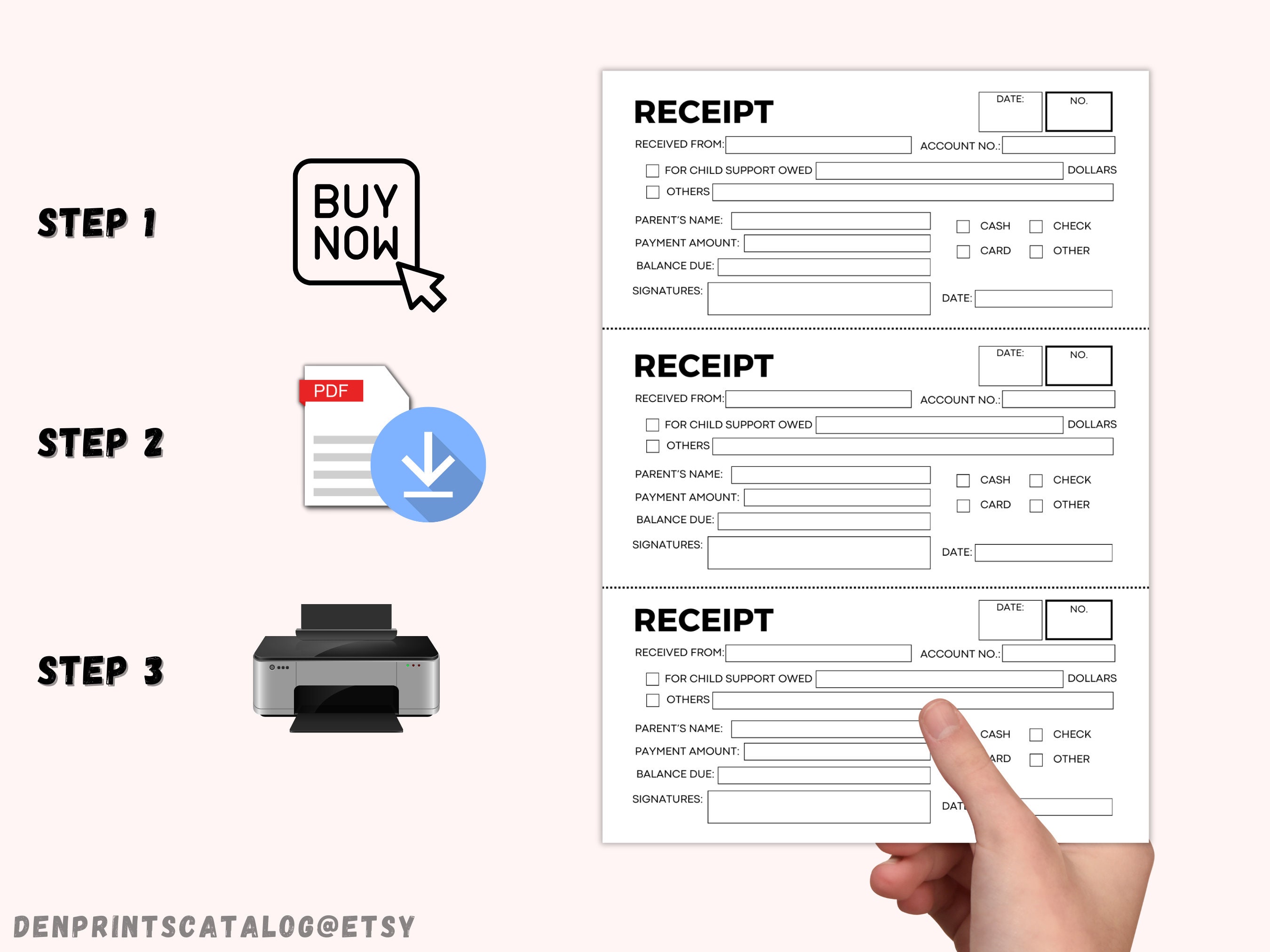 Child Support Receipt Printable for DIY Receipt Book Digital Download ...