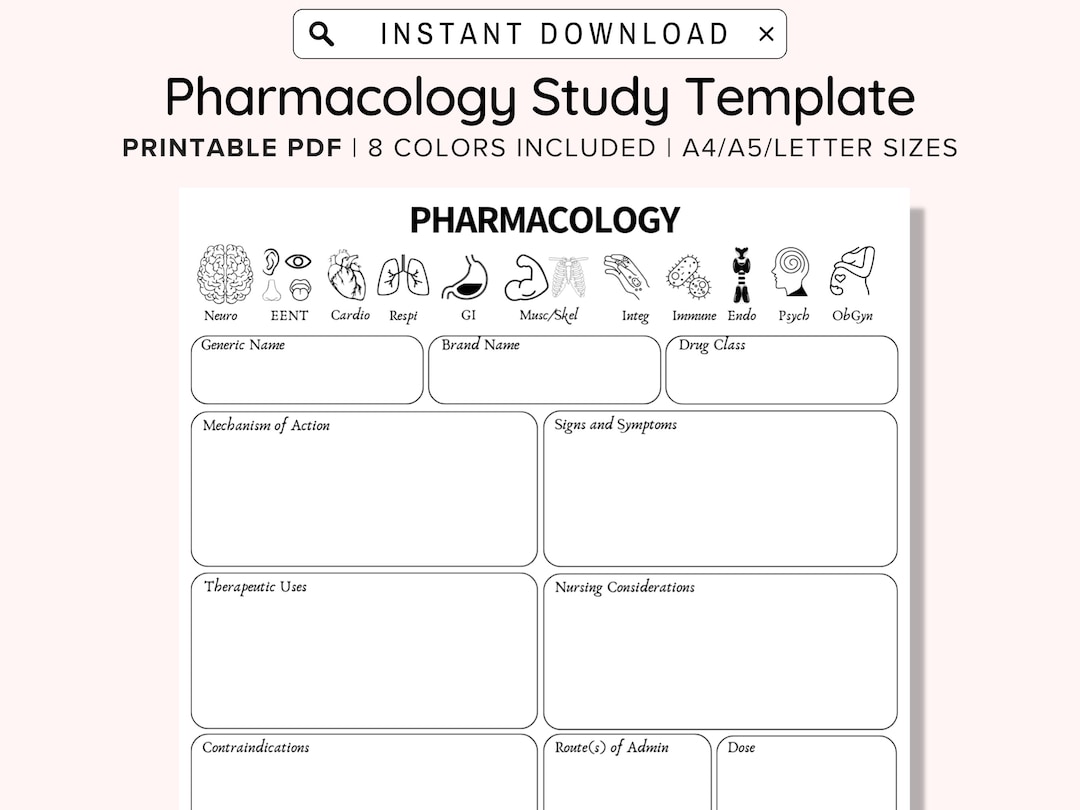 Nursing School Pharmacology Template | Printable Pharmacology Map ...