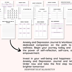 Depression Mental Health Journal, Mood Tracker, Therapy Worksheet CBT ...