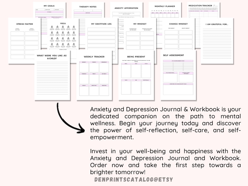 Depression Mental Health Journal Mood Tracker Therapy - Etsy