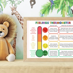 Feelings Thermometer Chart With Coping Skills, Emotions Poster Kids ...