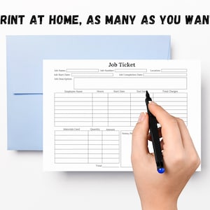 Job Ticket Printable, Work Order Form Template, Work Order Receipt ...