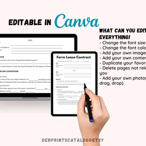 Fillable Farm Lease Contract Template Printable PDF Editable in Canva ...