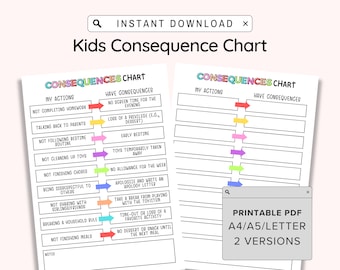 Behavior Consequence Chart Printable, Consequence for My Own Action, Consequence Autism ...