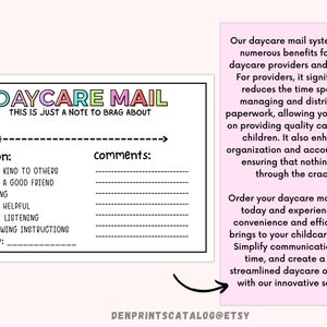 Daycare Mail, Note From Daycare Teacher, Daycare Report, Preschool ...