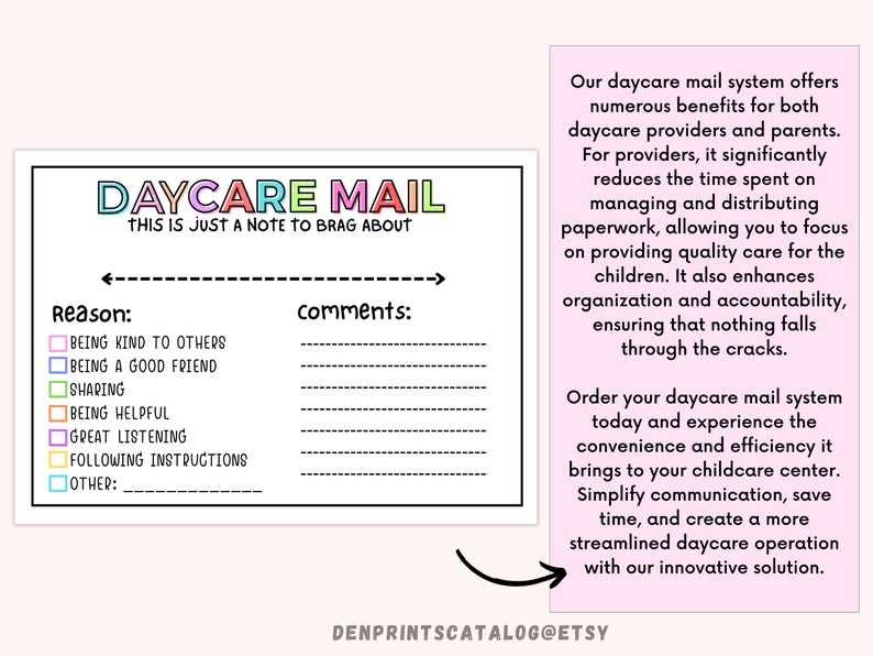 Daycare Mail, Note From Daycare Teacher, Daycare Report, Preschool ...