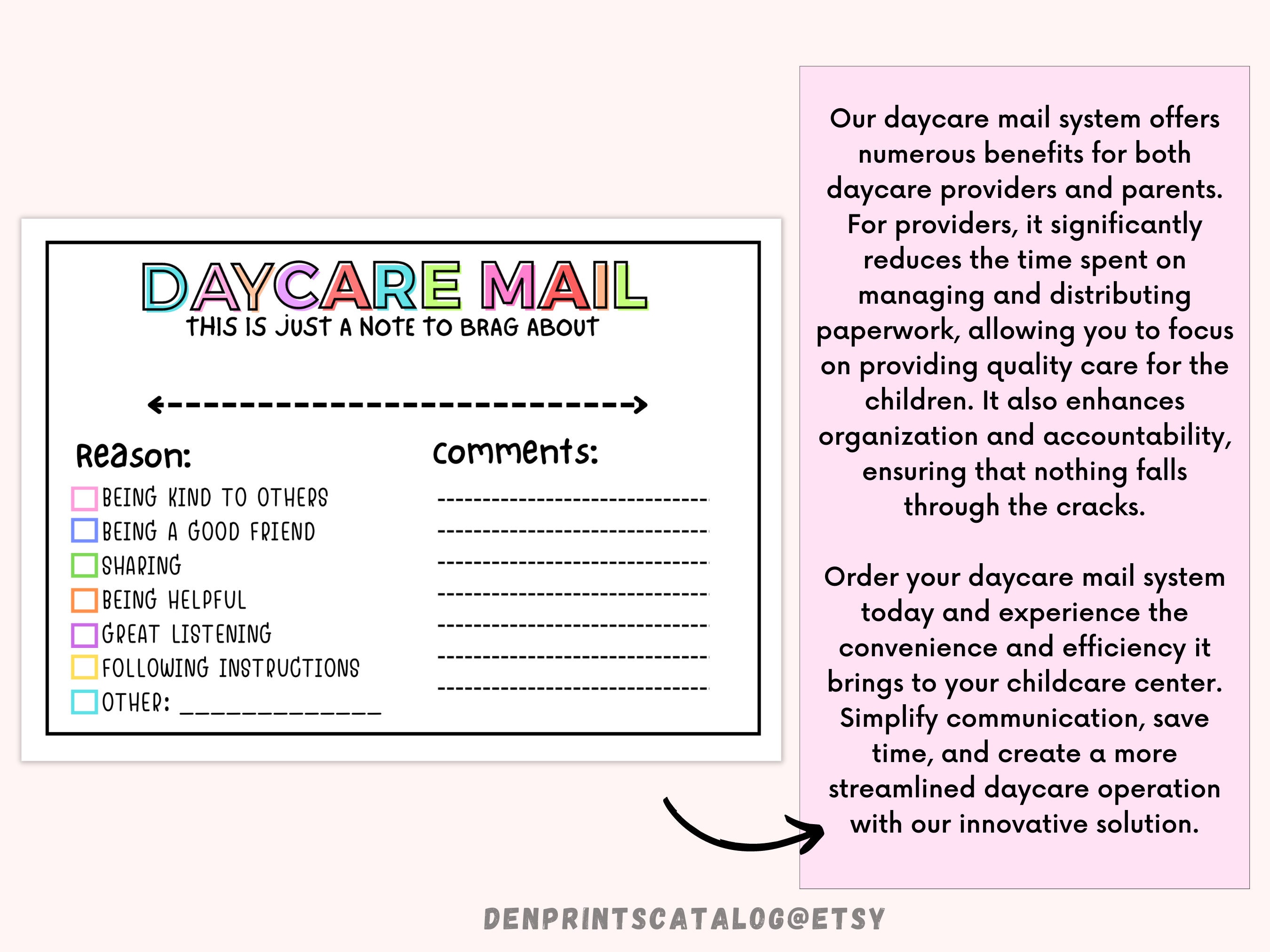 Daycare Mail, Note From Daycare Teacher, Daycare Report, Preschool ...