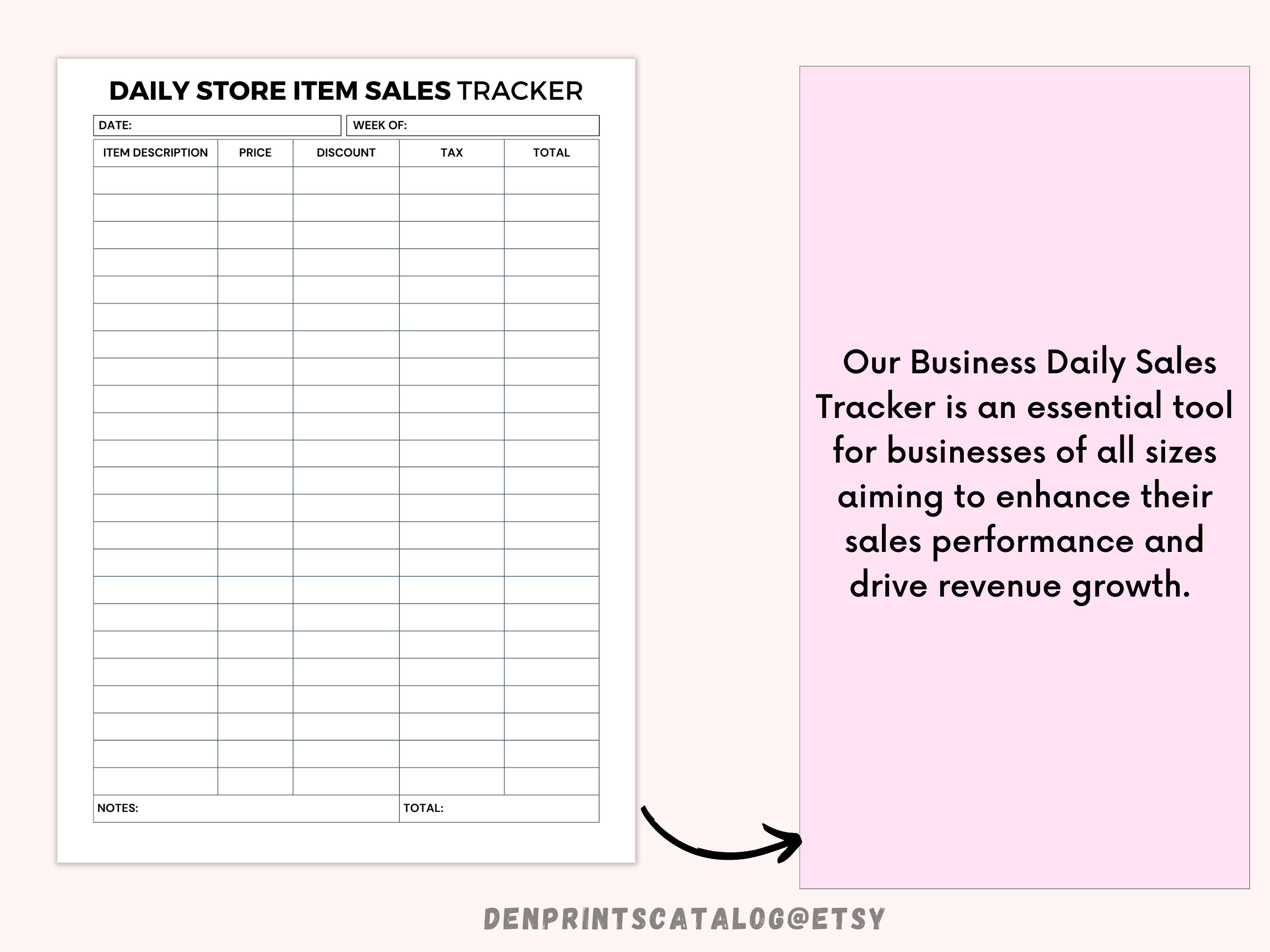 Daily Store Item Sales Tracker, Sales Tracker Printable, Print and ...