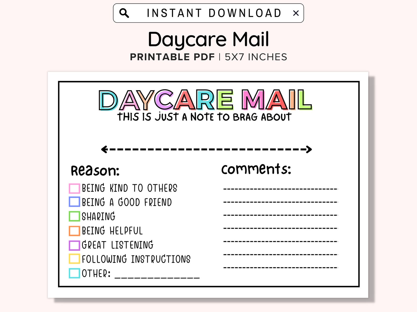 Daycare Mail, Note From Daycare Teacher, Daycare Report, Preschool ...