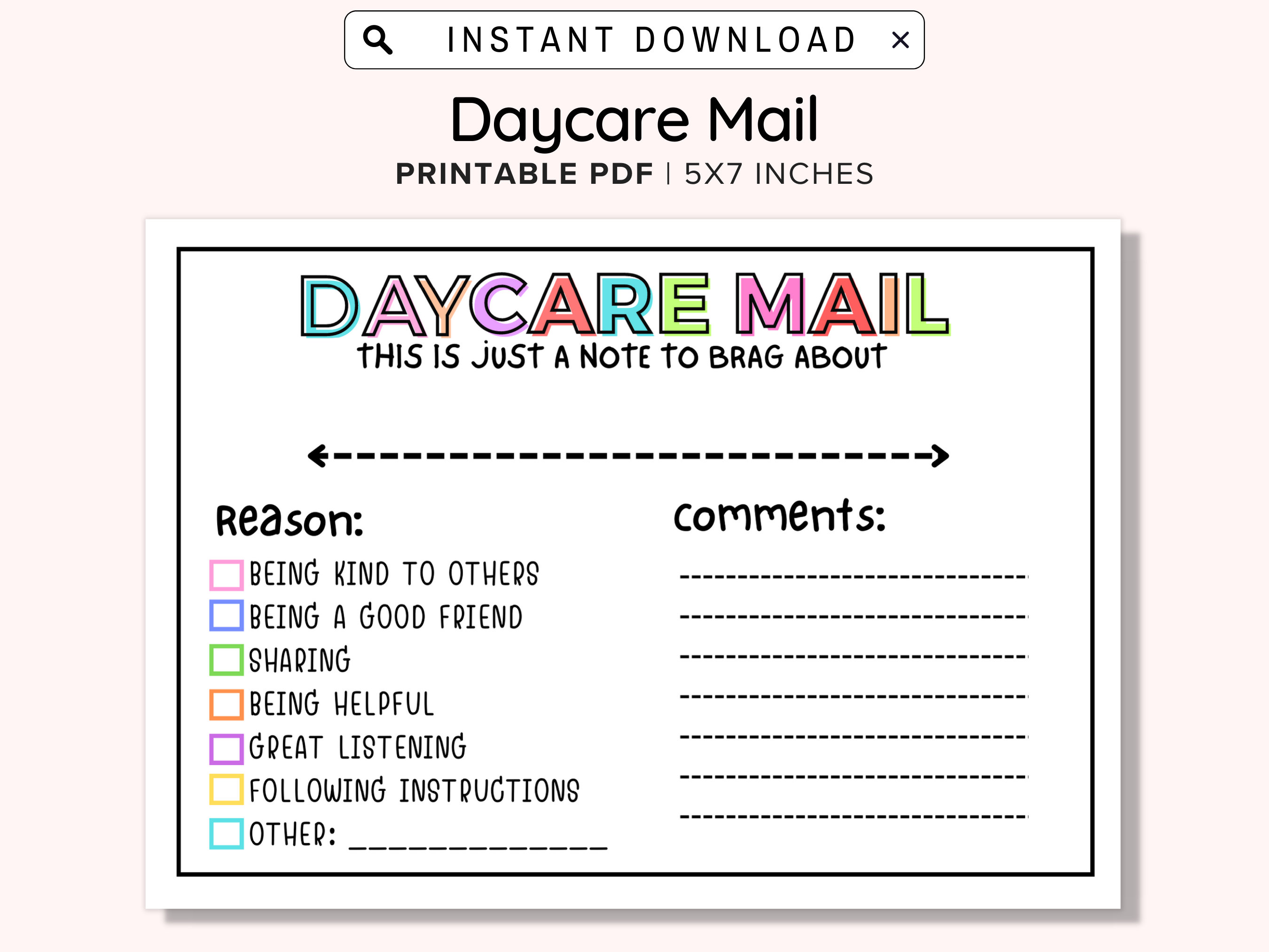 Daycare Mail, Note From Daycare Teacher, Daycare Report, Preschool ...