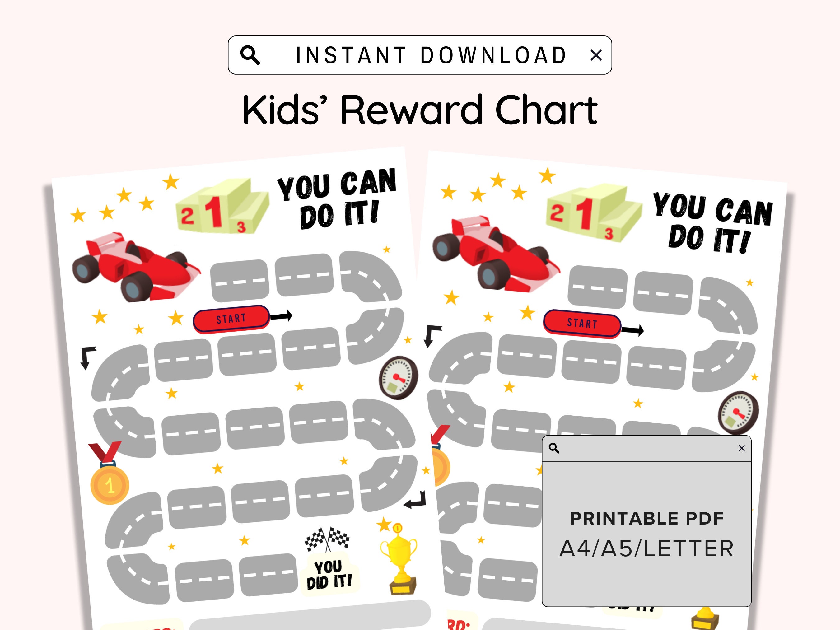 Printable Racing Car Reward Chart Cars Kids Behavior Chart - Etsy