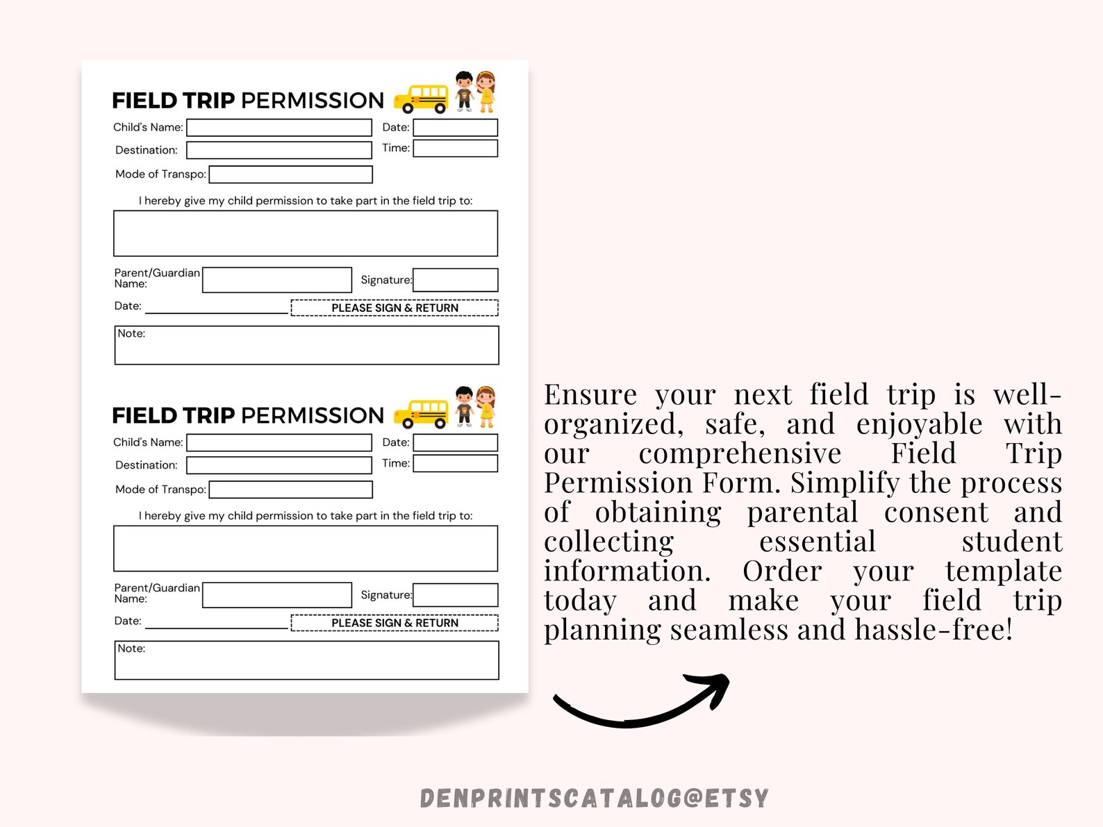 Field Trip Permission Form Printable, School Field Trip Form, Parent ...