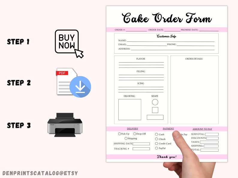 Cake Order Form CANVA Editable Template, DIY Cake Business Invoice ...