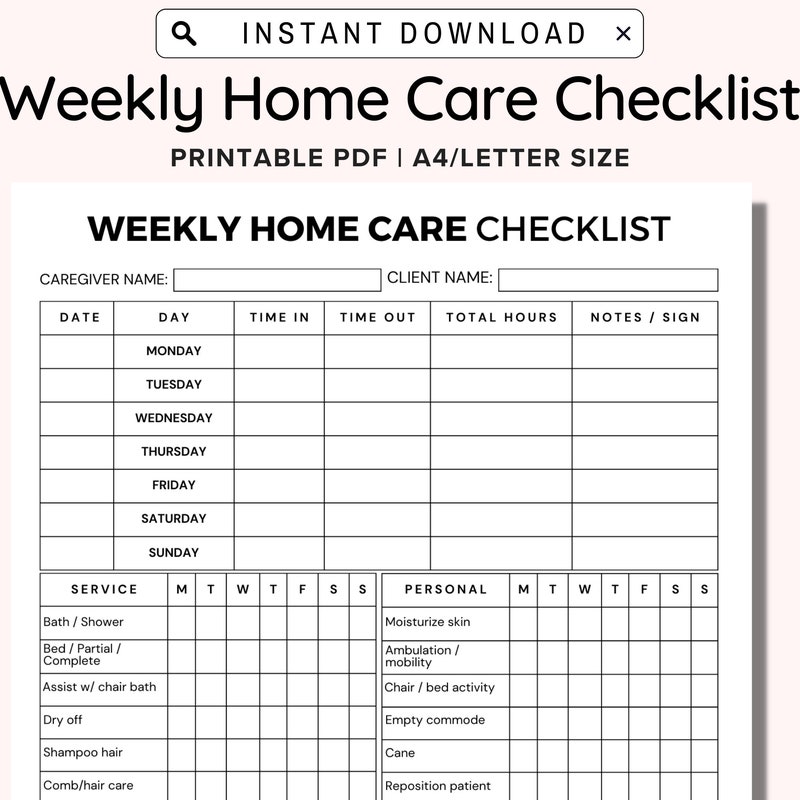 Home Care Timesheet - Etsy