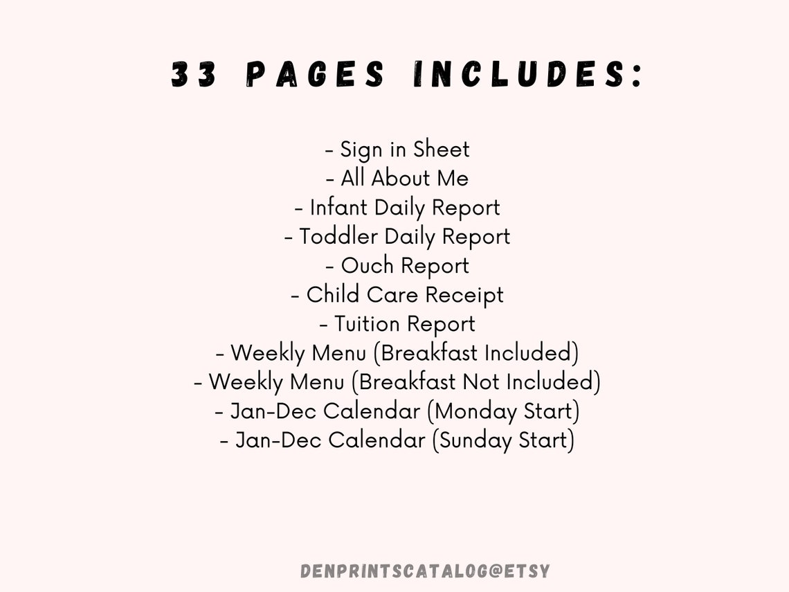 Daycare Forms Bundle Printable Forms for Daycare Preschool - Etsy