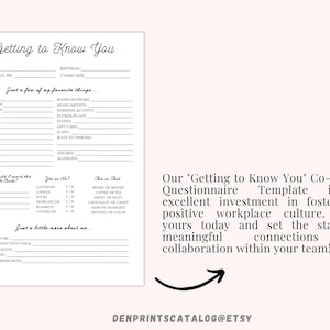 Getting to Know You Printable, Coworker Questions, All About Me Survey ...