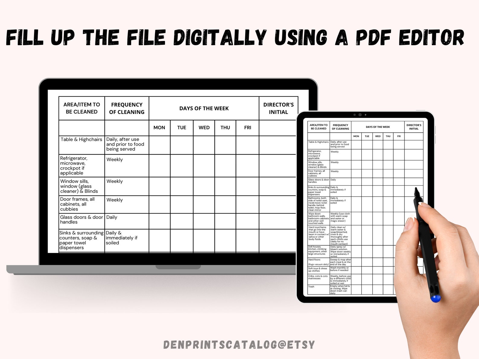 Daycare Cleaning Checklist, Childcare Cleaning Checklist, Daycare ...