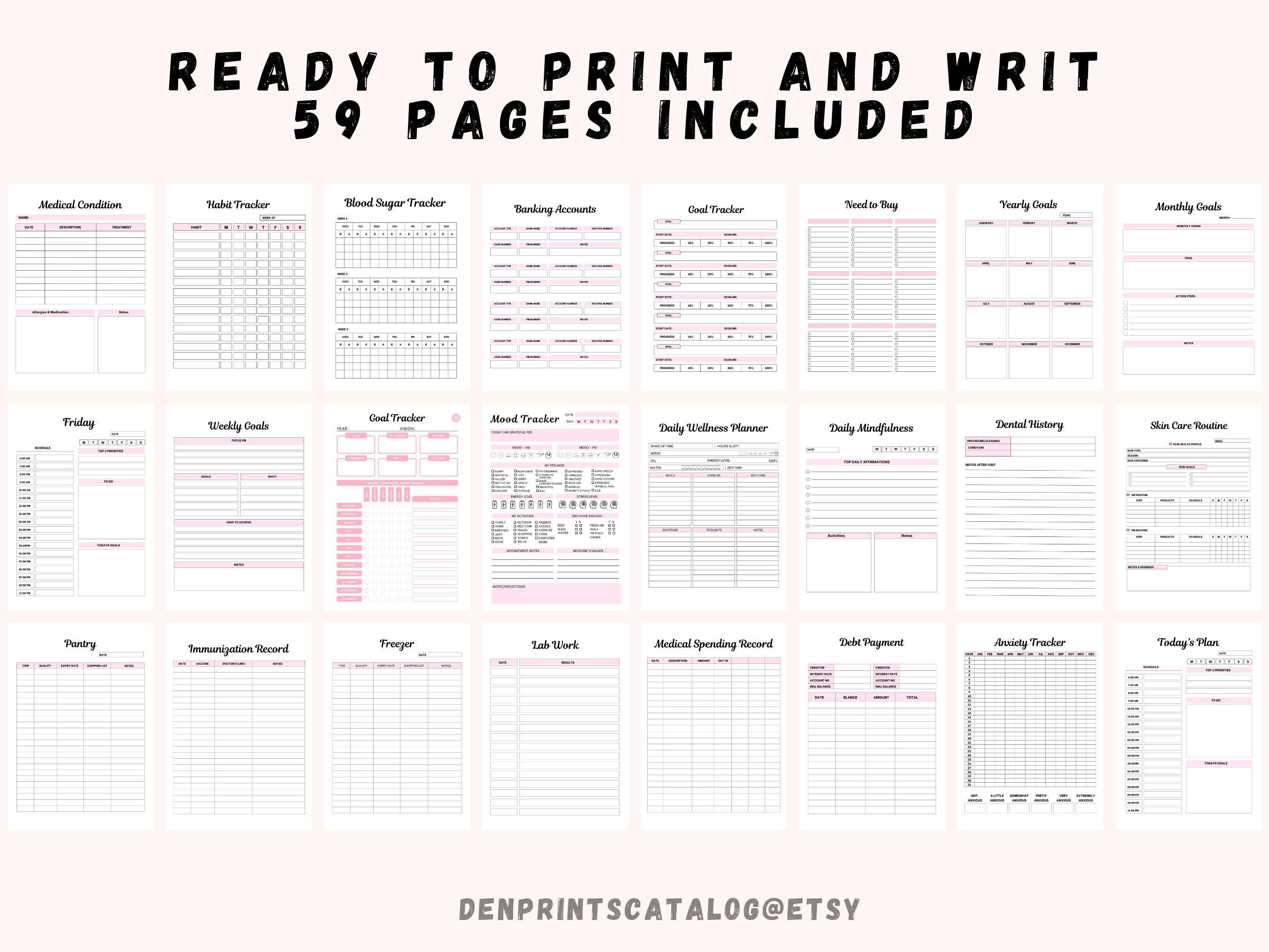 ADHD Planner Adult , Printable ADHD Productivity Journal, Digital Adhd ...