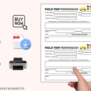 Field Trip Permission Form Printable, School Field Trip Form, Parent ...