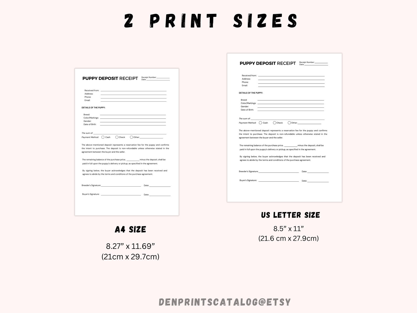 Puppy Deposit Receipt Printable, Puppy Deposit Slip Canva Template ...