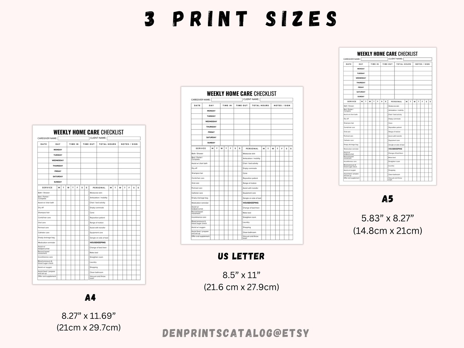 Weekly Home Care Checklist Printable, Monday Start, Caregiving Elderly ...