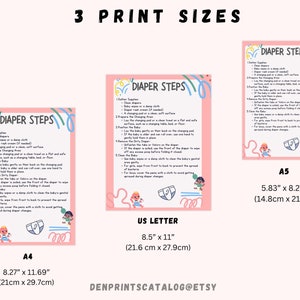 Diaper Changing Steps, Daycare Printable Diapering & Pull-up Changing ...