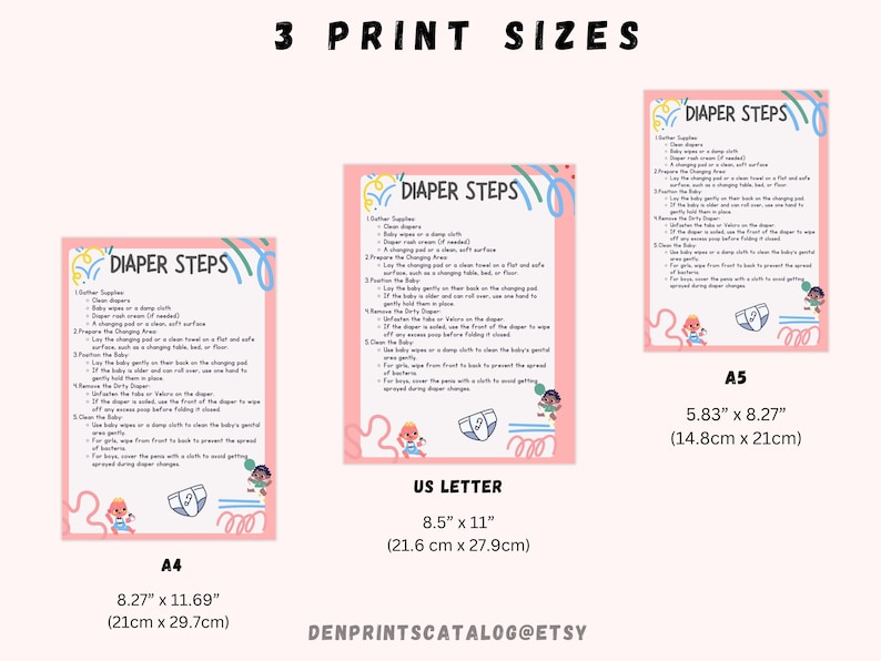 Diaper Changing Steps, Daycare Printable Diapering & Pull-up Changing ... Diaper Changing Steps, Daycare Printable Diapering & Pull-up Changing ...
