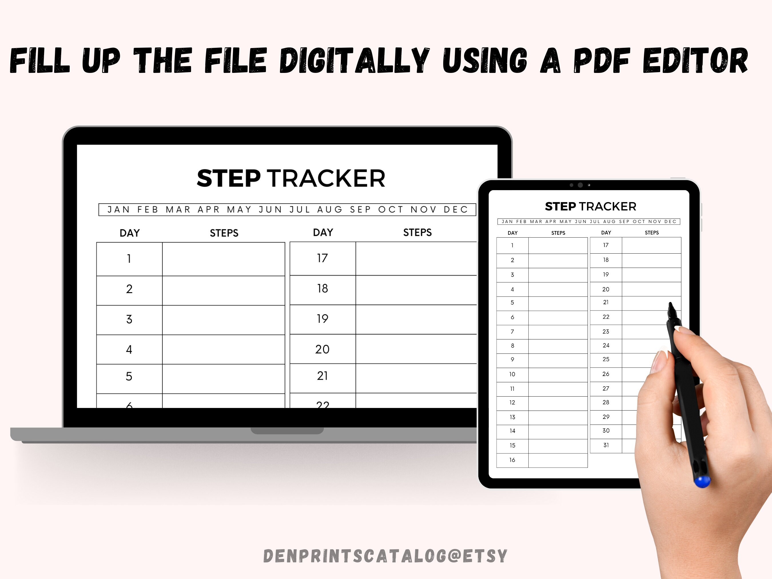 Step Tracker Printable, Step Log Planner, Printable Planner Fitness ...