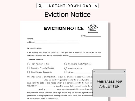 Free Eviction Notice Form 40 30 Day Eviction Notice Form In 2020