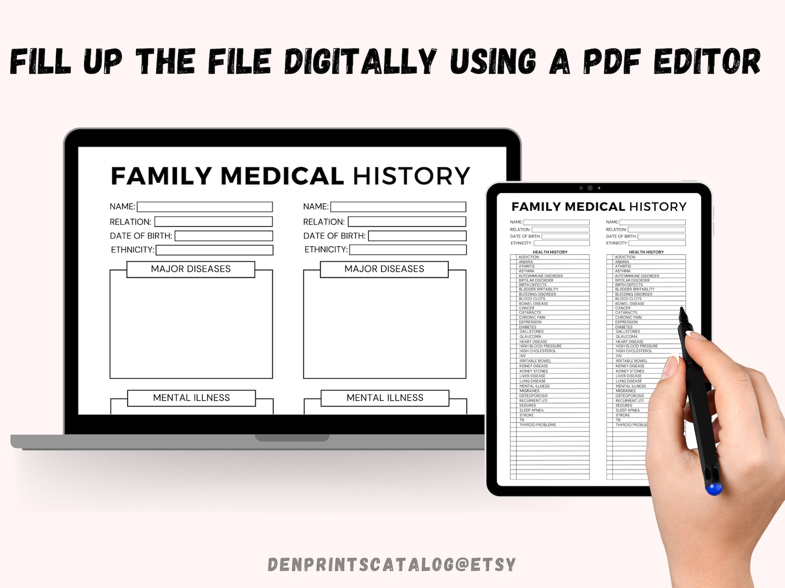 Medical History Form Printable, Family Medical History Form, Family ...