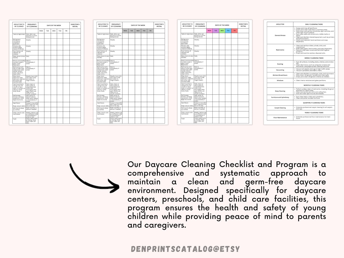 Daycare Cleaning Checklist Printable Keep A Nice & Tidy Child - Etsy Canada