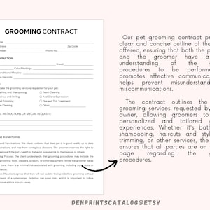 Pet Grooming Contract Printable, Pet Client Grooming Agreement, Dog Cat ...