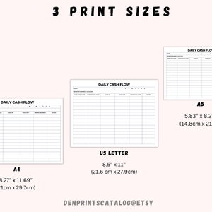 Business Daily Cash Flow Printable, Statement Report, Register in Out ...