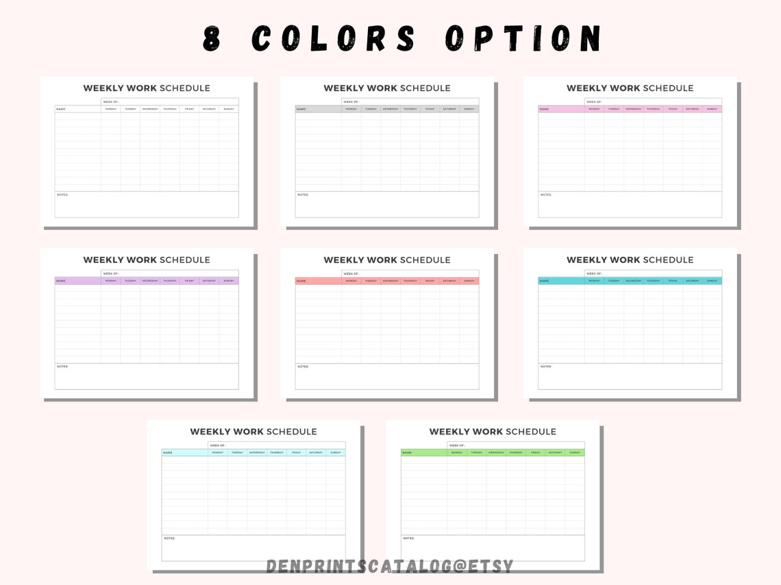 Employee Work Schedule Printable, Crew Daily Working Chart, Employee ...