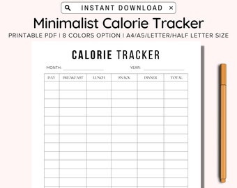 Calorie Intake Tracker Printable PDF - Etsy