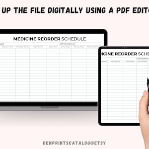 Printable Medicine Reorder Prescription Refill Tracker, Print and Write ...