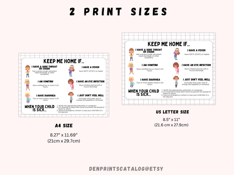 Child Sickness Flyer Printable, Daycare Printable Illness Sign ...