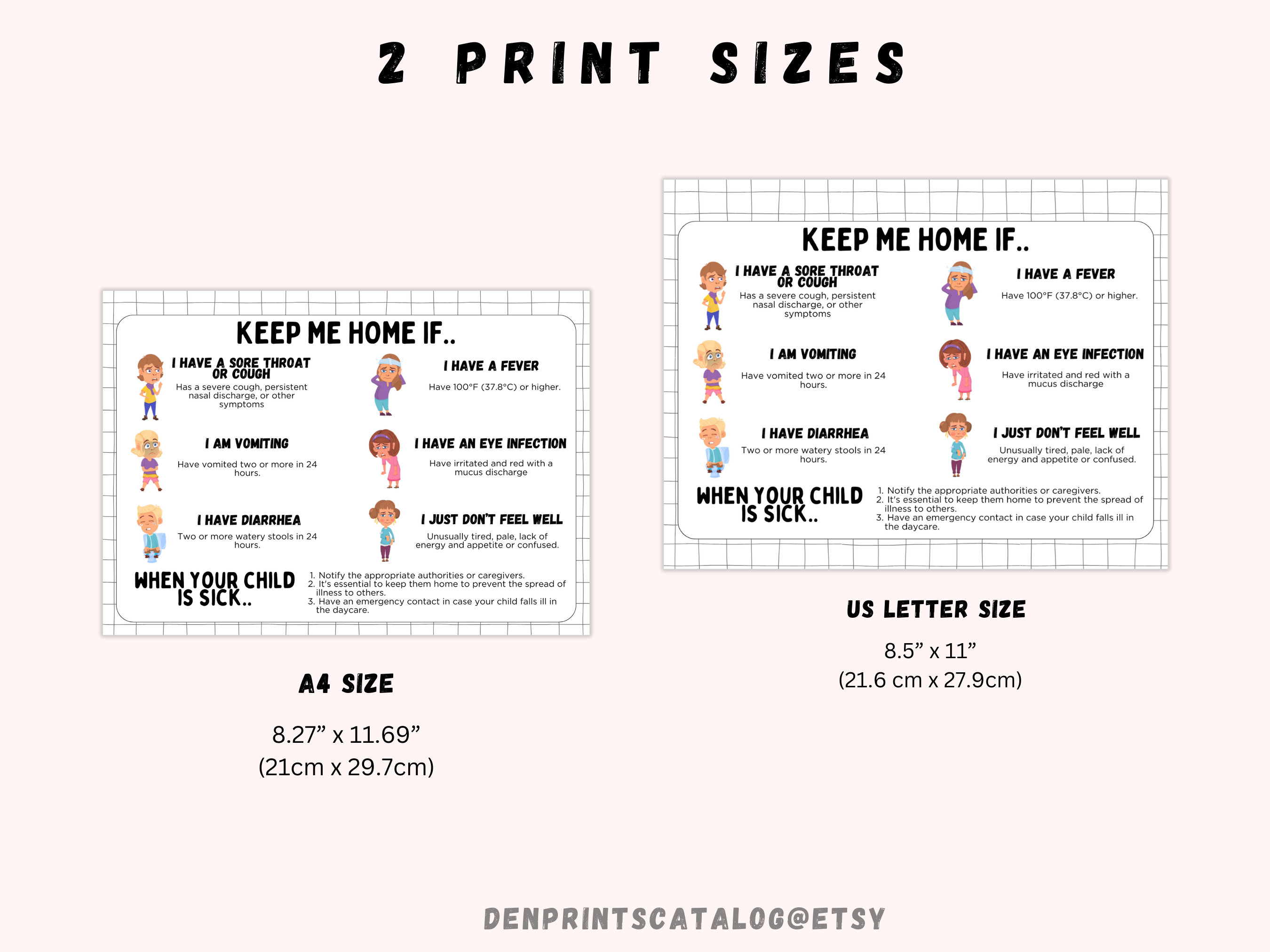 Child Sickness Flyer Printable, Daycare Printable Illness Sign ...