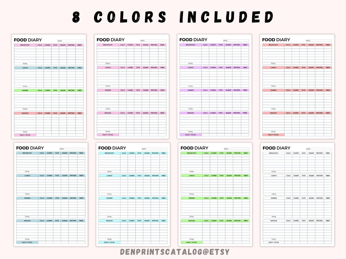 Daily Food Diary Printable, Printable Daily Food Journal, Minimalist ...