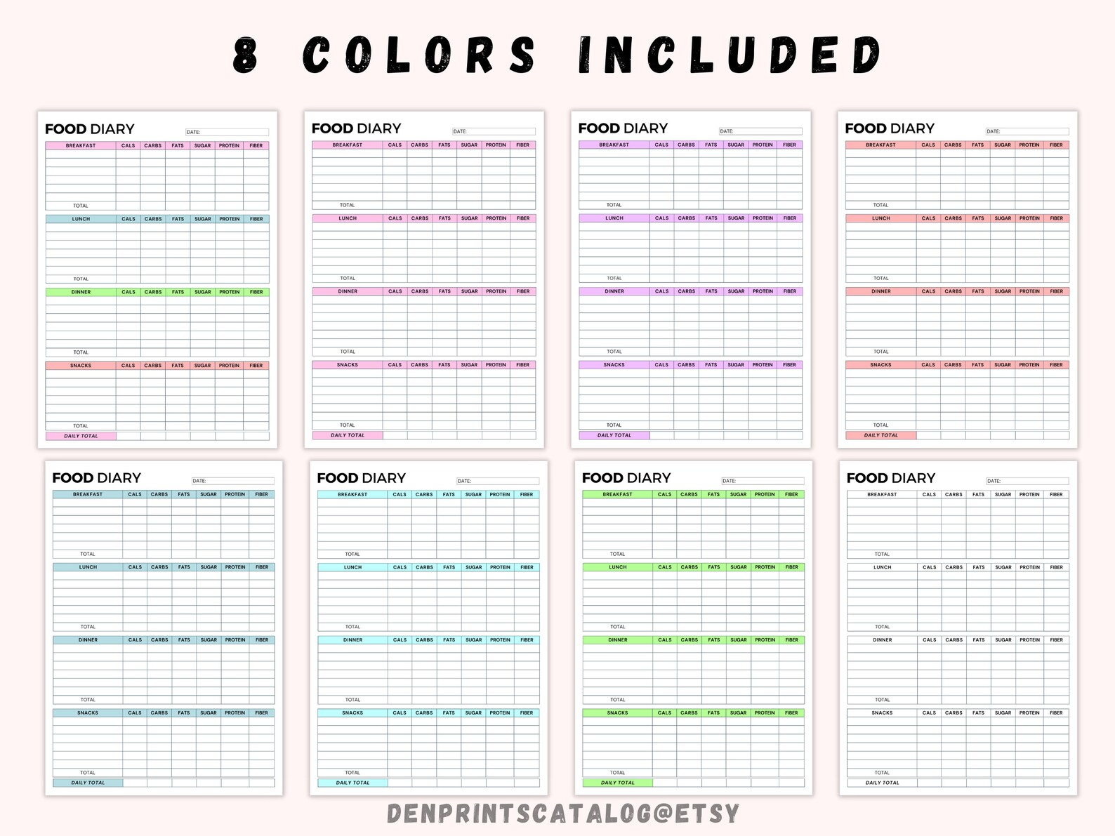 Daily Food Diary Printable, Printable Daily Food Journal, Minimalist ...