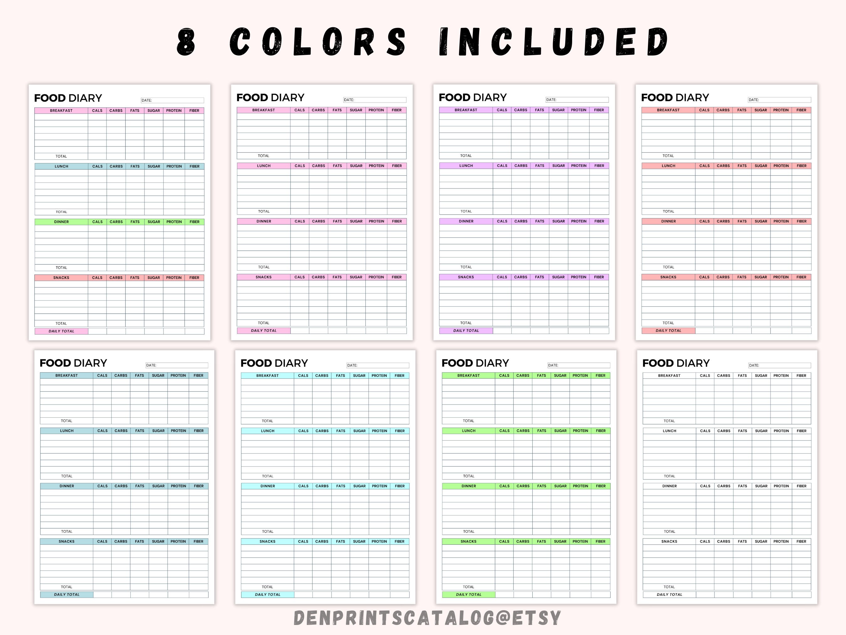 Daily Food Diary Printable, Printable Daily Food Journal, Minimalist ...